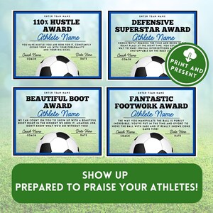 Soccer Award Certificate Editable Award Ceremony Printable End of ...