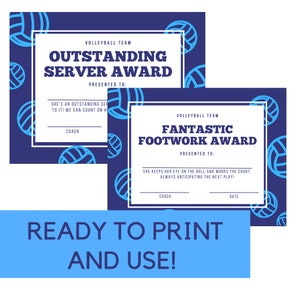 Volleyball Award, Certificate Bundle, End of Season Team Party Awards ...