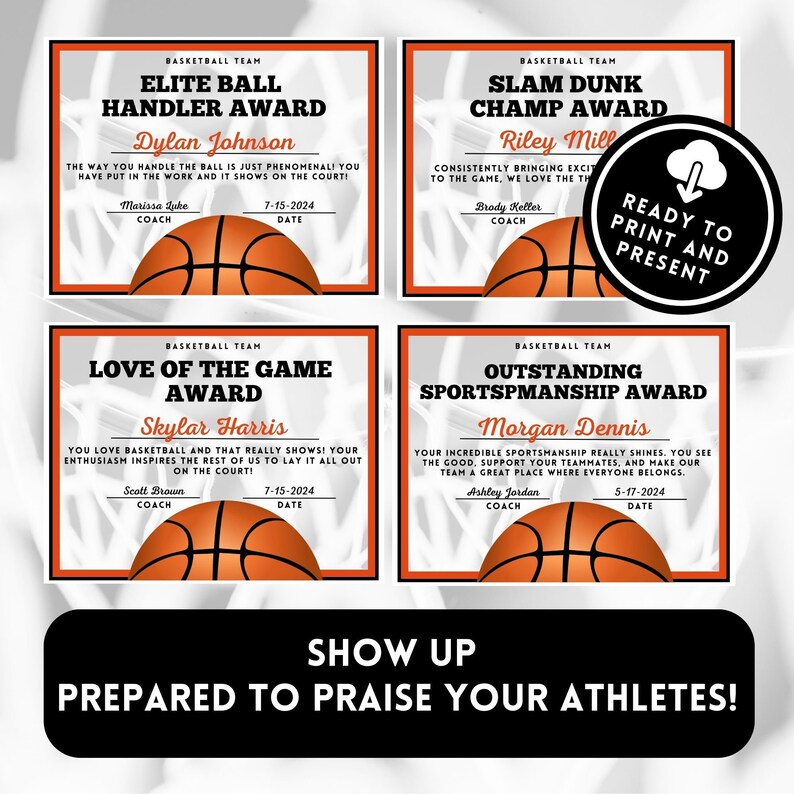 Buy Basketball Award Certificate Editable Award Ceremony Printable End ...