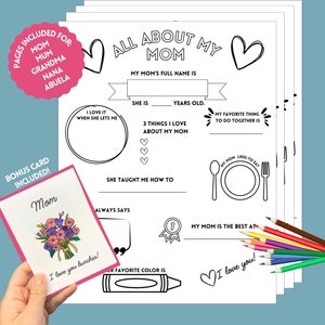All About My Mom Happy Mothers Day Gift for Mom Mothers Day Printable ...