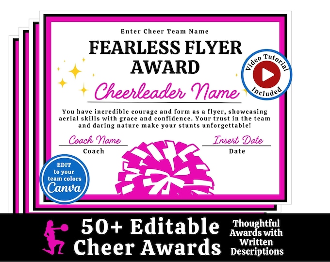 Editable Cheerleading Award Certificates: End of Season Team Awards ...