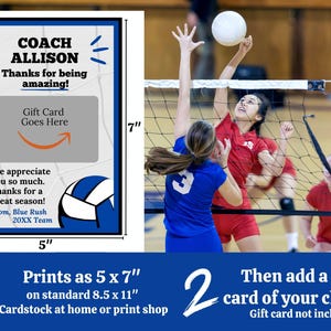 Volleyball Coach Gift Card Holder Coach Appreciation Editable ...