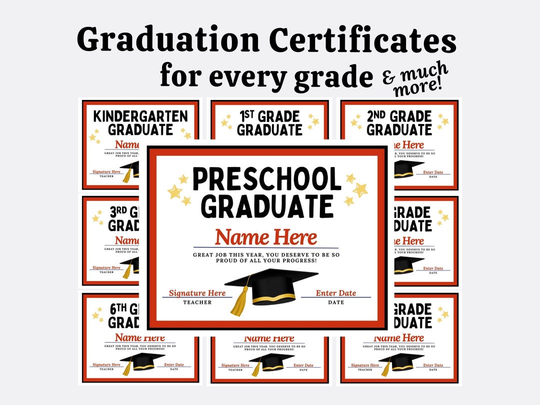 Preschool Award Certificates Editable in Canva, End of School Year ...