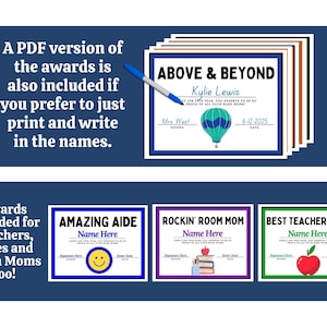 Classroom Award Certificates Editable in Canva, End of School Year ...