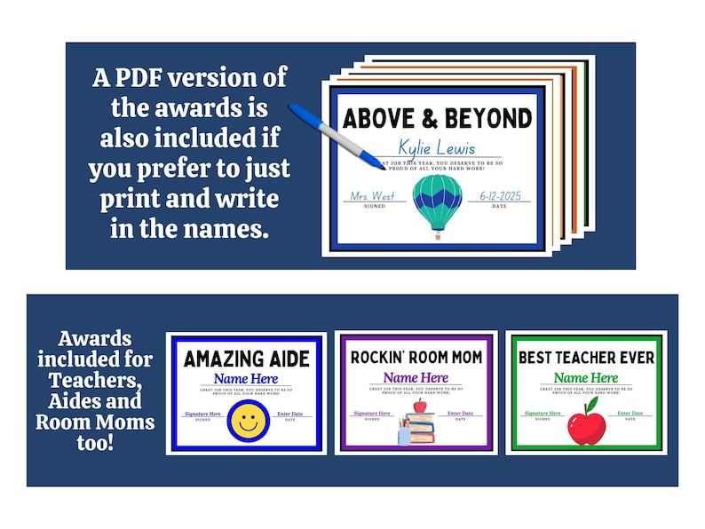 Classroom Award Certificates Editable in Canva, End of School Year ...