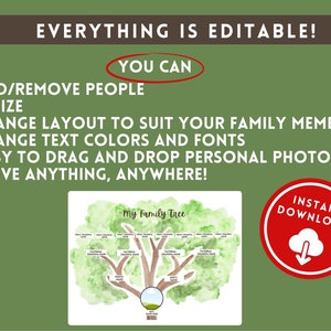 Family Tree Template Editable Canva Tree of Life Family Reunion Favors ...
