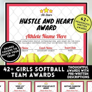 Editable Softball Award Certificate Template Softball Team Award ...