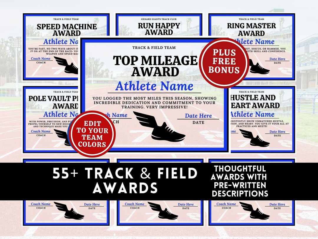Track and Field Award Certificates, Editable Track Team Awards Template ...