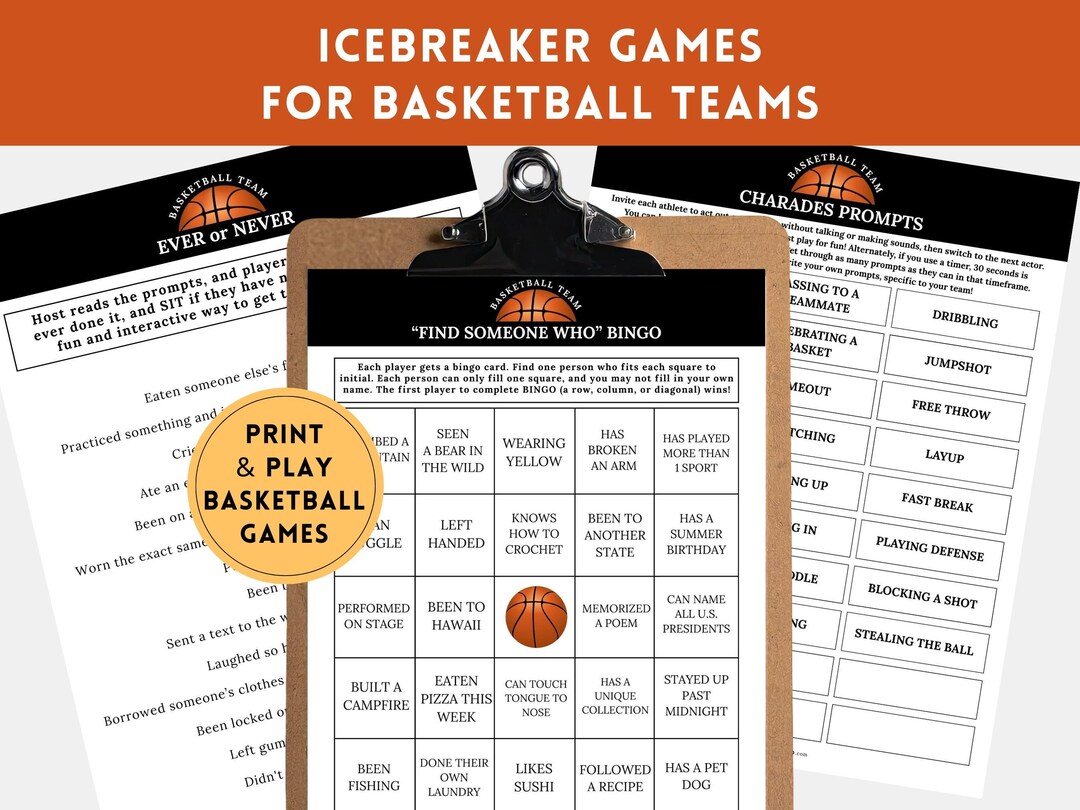 Basketball Icebreaker Game Bundle, Team Party Bball Activities for Get ...