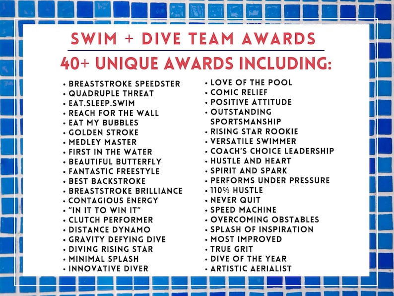 Swimming Award Certificate Editable Swimming Award Ceremony Printable ...