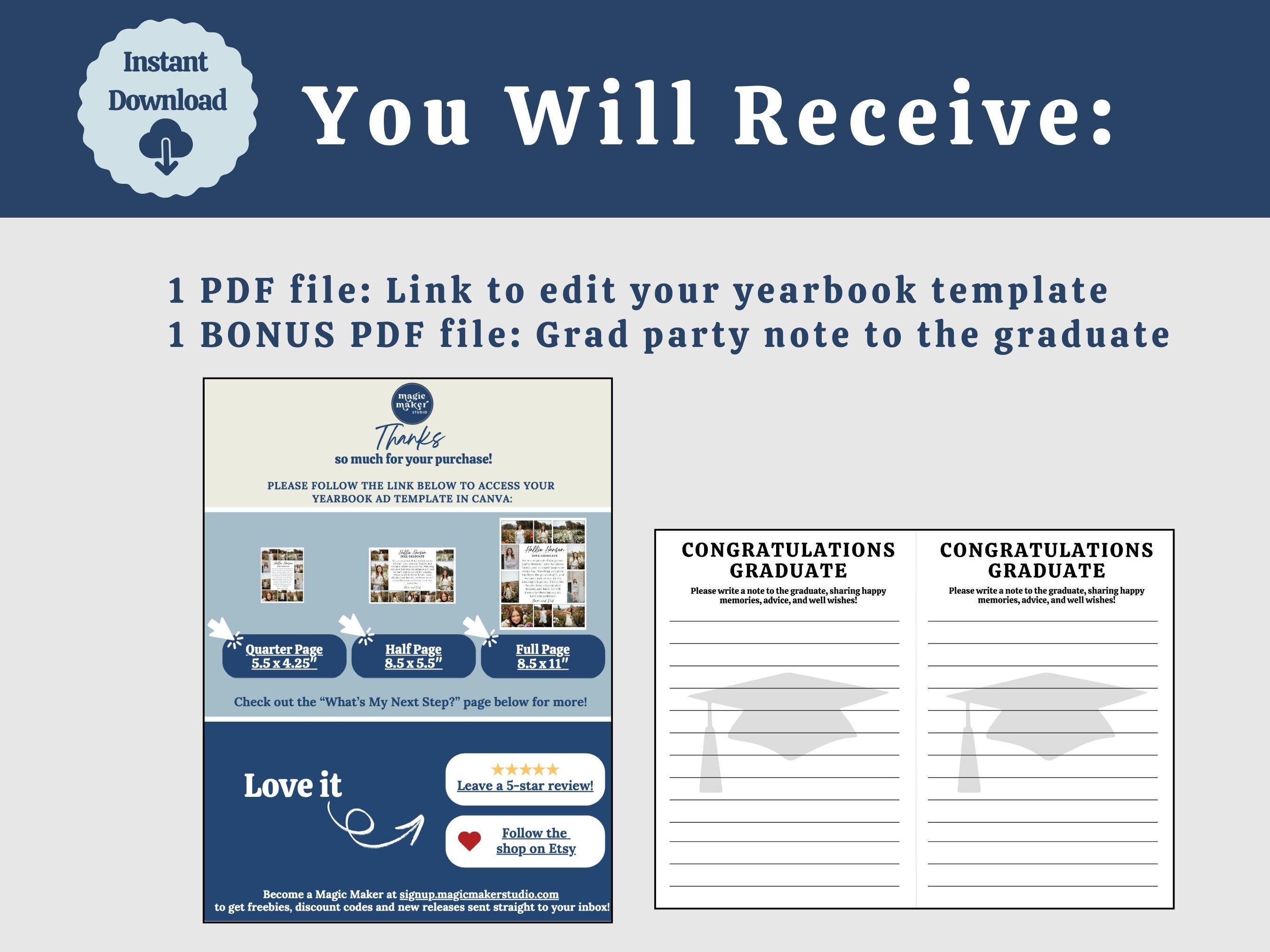 Yearbook Ad Template High School Grad Announcement Senior Graduation ...