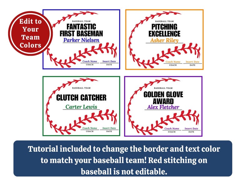 Editable Baseball Award Certificates, Baseball Team Awards, Baseball ...