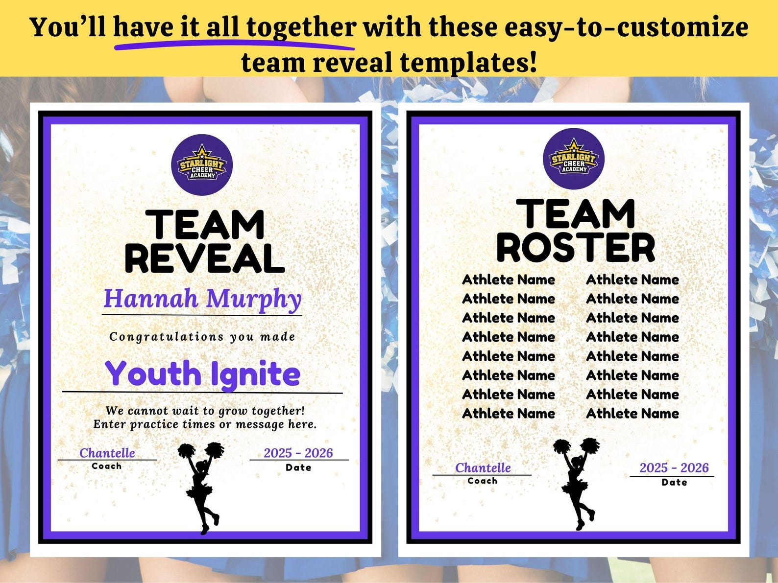 Cheer Team Reveal Form, Add Your Logo Template, Editable Canva Flyer ...