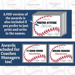 Editable Baseball Award Certificates, Baseball Team Awards, Baseball ...