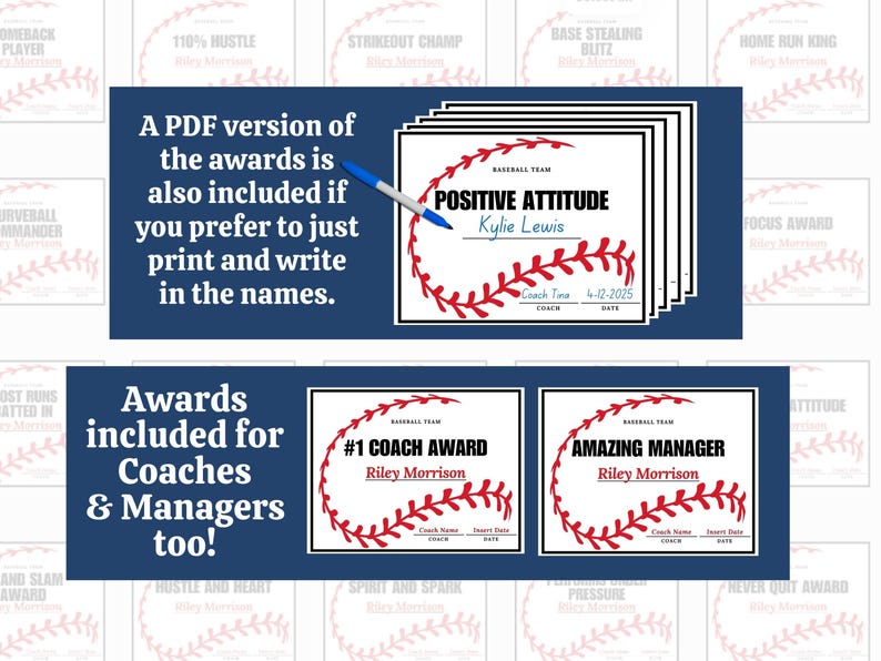 Editable Baseball Award Certificates, Baseball Team Awards, Baseball ...