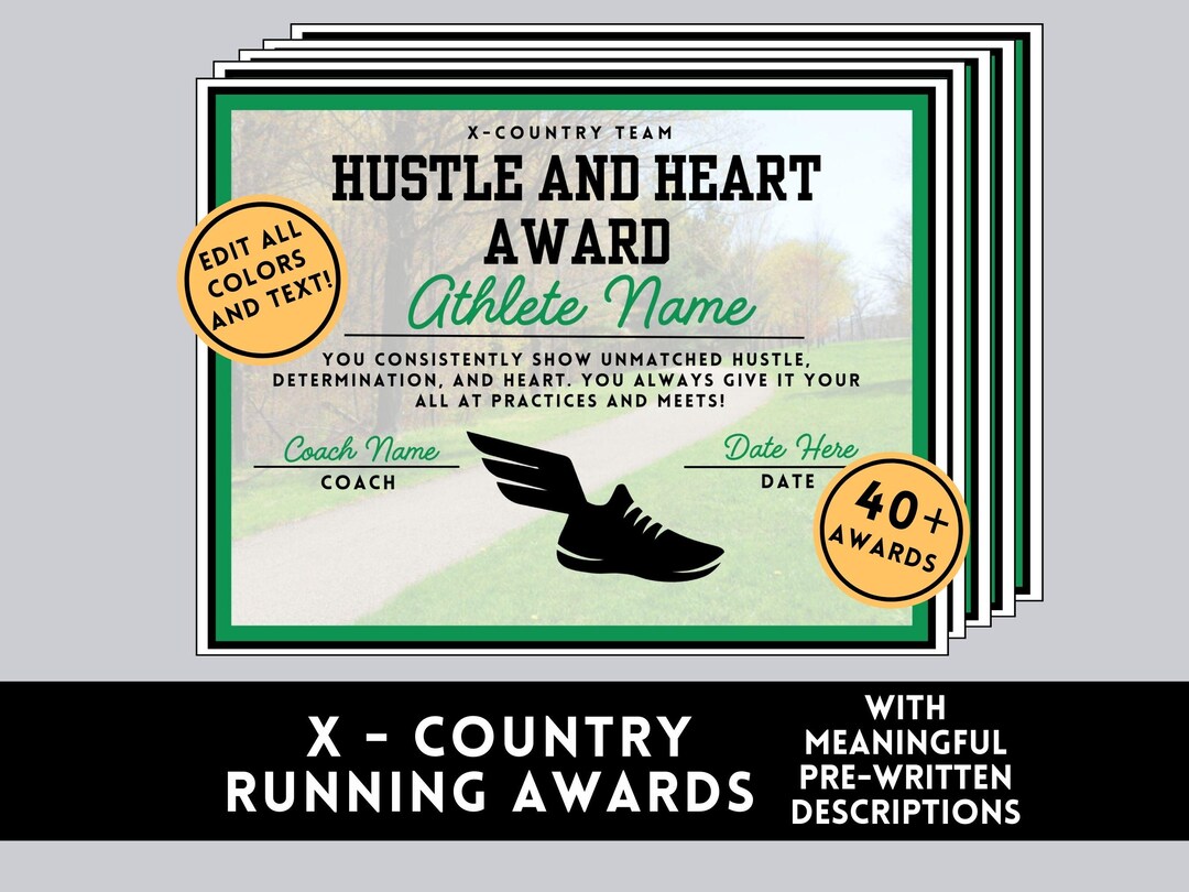 Cross Country Running Award Certificate Editable X Country Awards ...