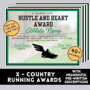 Cross Country Running Award Certificate Editable X Country Awards ...
