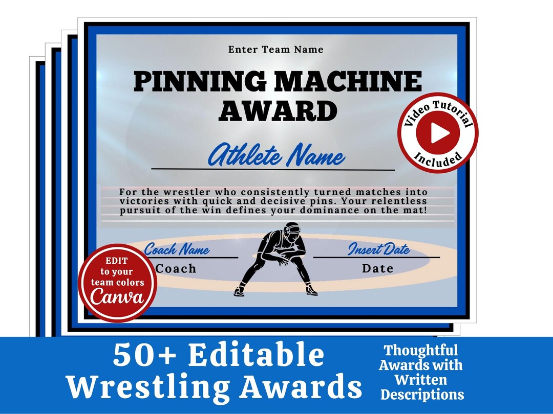 Editable Wrestling Award Certificates End of Season Wrestling Banquet ...
