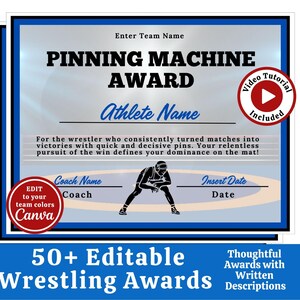 Editable Wrestling Award Certificates End of Season Wrestling Banquet ...