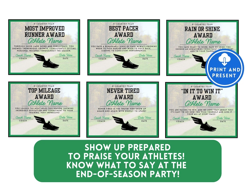 Cross Country Running Award Certificate Editable X Country Awards ...