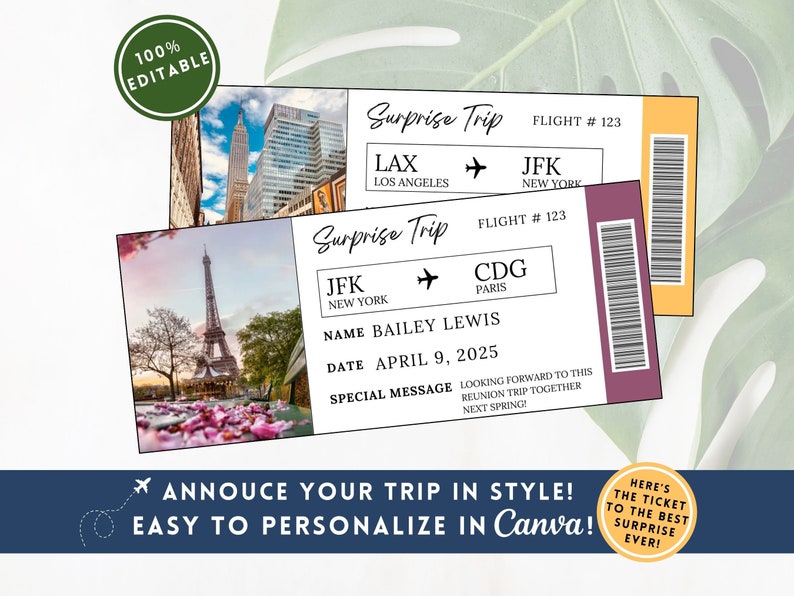 Editable Boarding Pass Canva Template Printable Airline Ticket Boarding ...