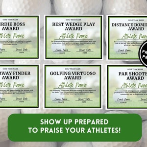 Golf Award Certificate Editable Award Ceremony Printable End of Season ...