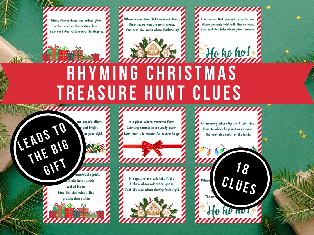 Teen Hunt, Christmas Morning Treasure Hunt Clues, Difficult, Indoor ...