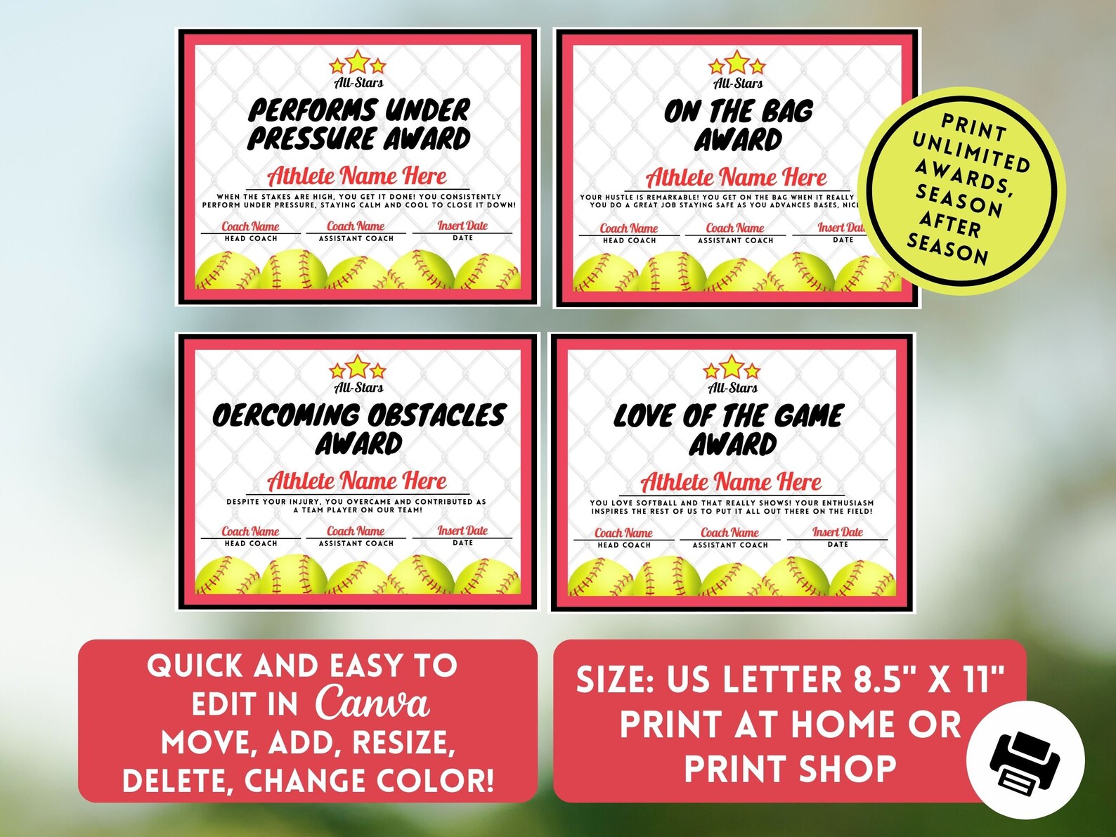 Editable Softball Award Certificate Template Softball Team Award ...