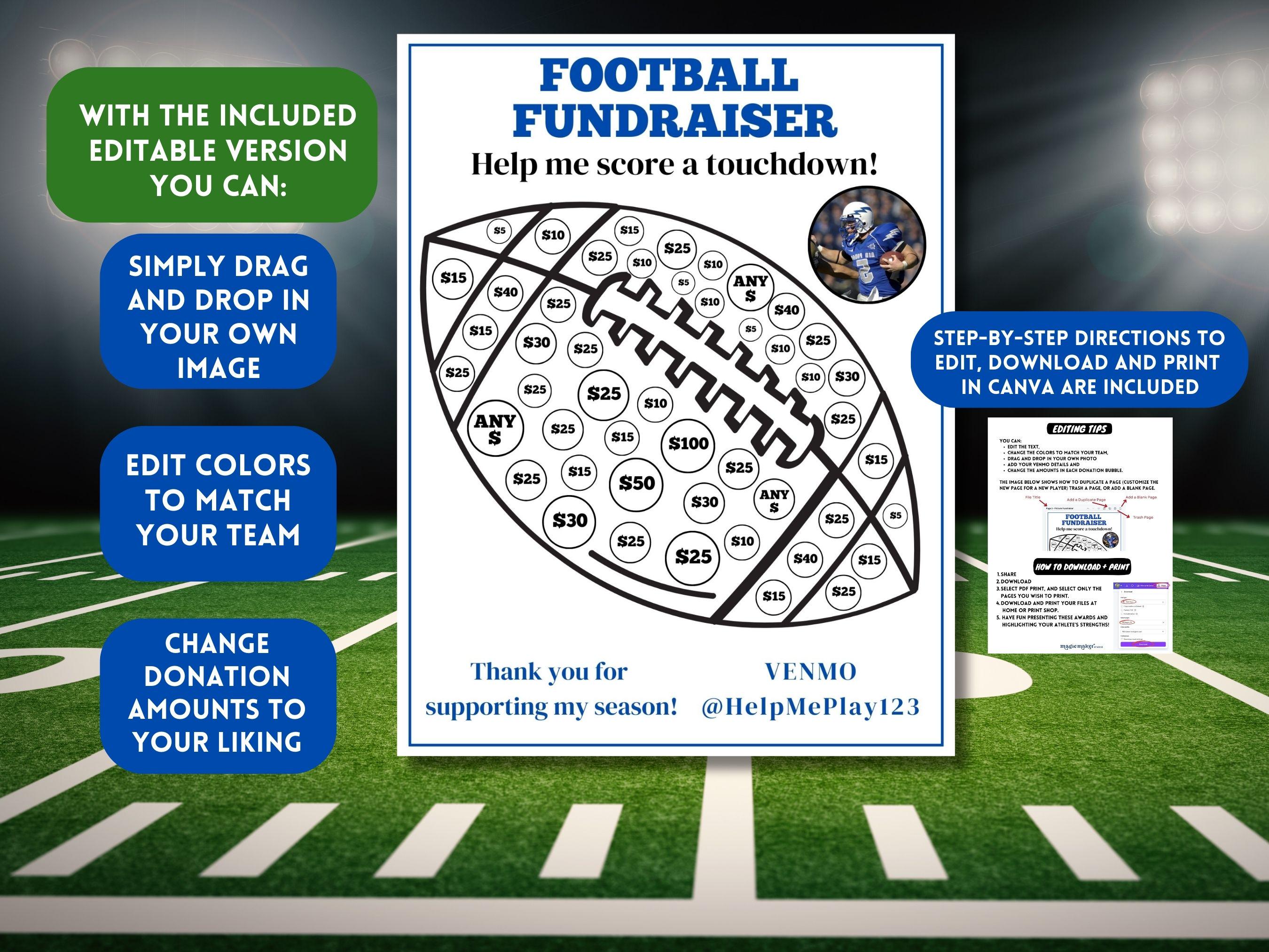 Editable Football Fundraiser Template Football Team Fundraiser Flyer ...