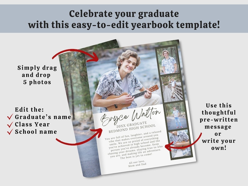 Yearbook Ad Template Senior Salute Full Page Template Canva Boy Girl ...