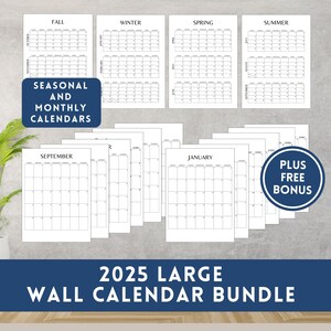 Large Wall Calendar 2025 Family Calendar Printable 2025 Monthly Yearly ...