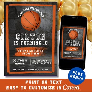 Basketball Birthday Party Invitation Editable Basketball Invite Digital ...