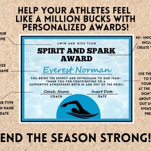 Swimming Award Certificate Editable Swimming Award Ceremony Printable ...