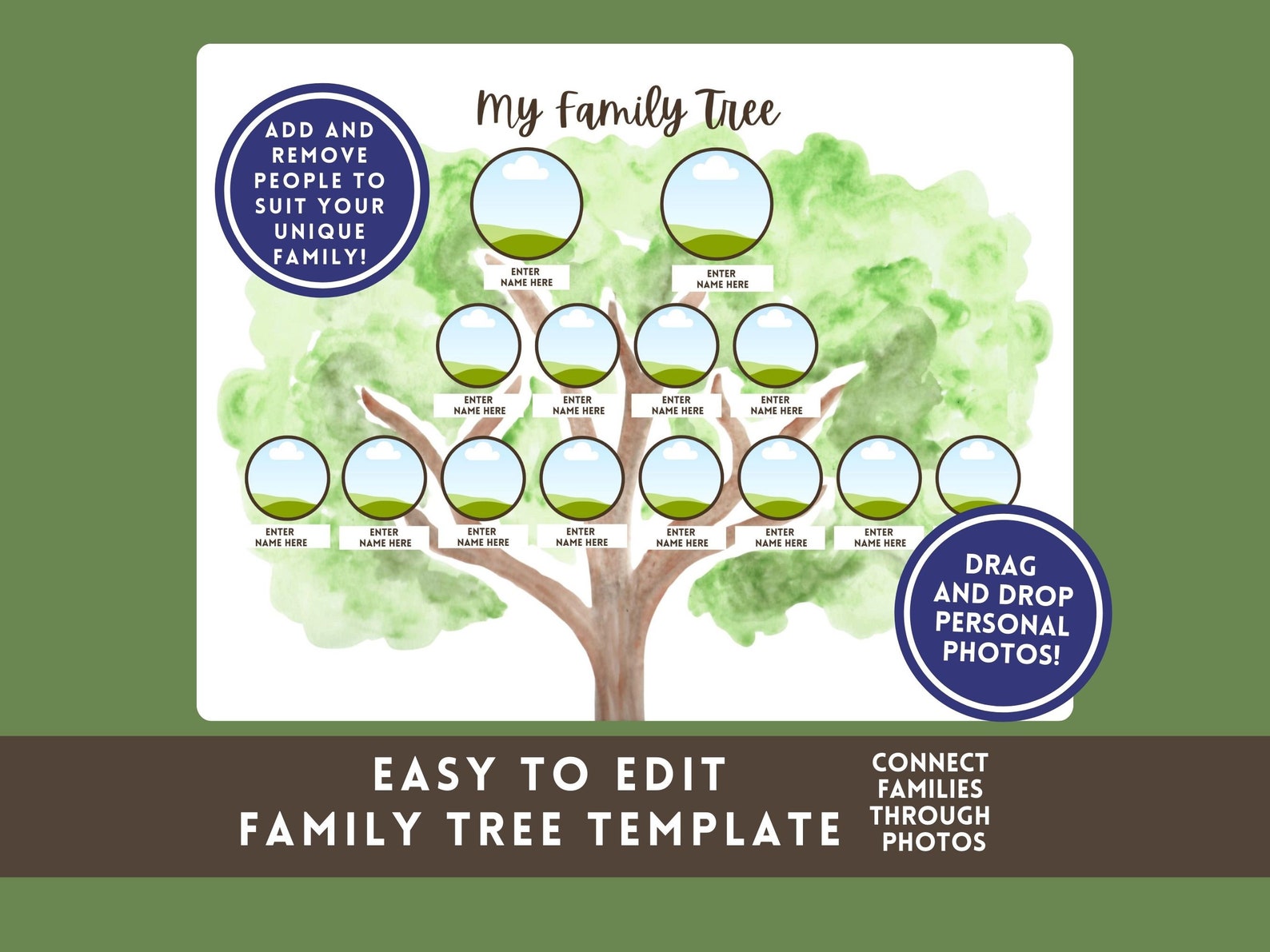 Family Tree Template Editable Canva Tree of Life Family Reunion Favors ...