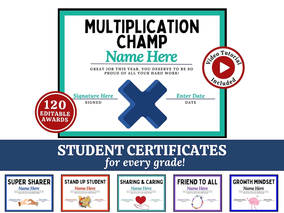 Classroom Award Certificates Editable in Canva, End of School Year ...