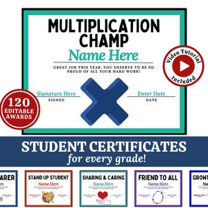 Classroom Award Certificates Editable in Canva, End of School Year ...