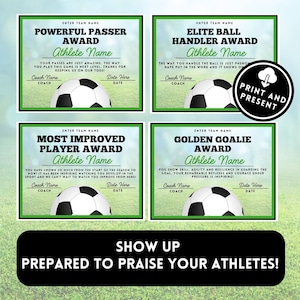 EDITABLE Soccer Award Certificates, Award Ceremony Certificates, Soccer ...