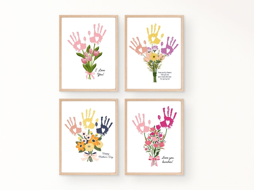 Mothers Day Flower Handprint Craft Art Printable for Mom Grandma ...