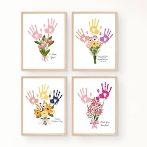 Mothers Day Flower Handprint Craft Art Printable for Mom Grandma ...