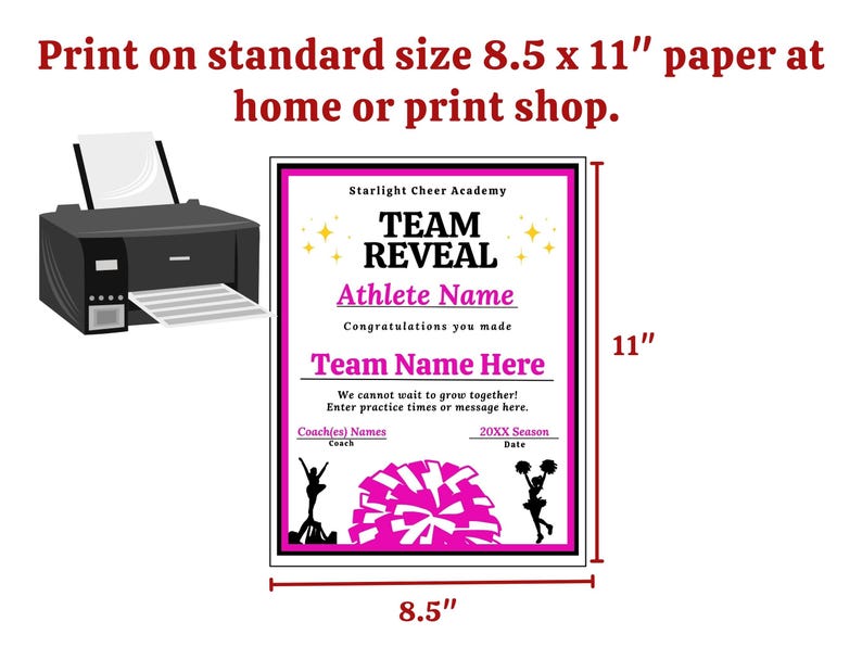 Cheer Team Reveal Template, Editable Cheer Tryout Flyer, Canva Team ...