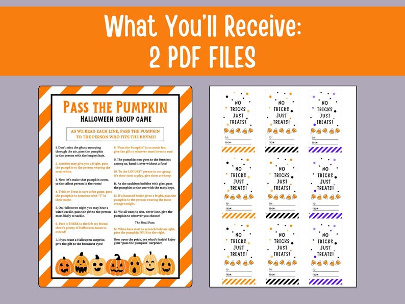Pass the Pumpkin Game Halloween Printable Left Right Game Halloween ...