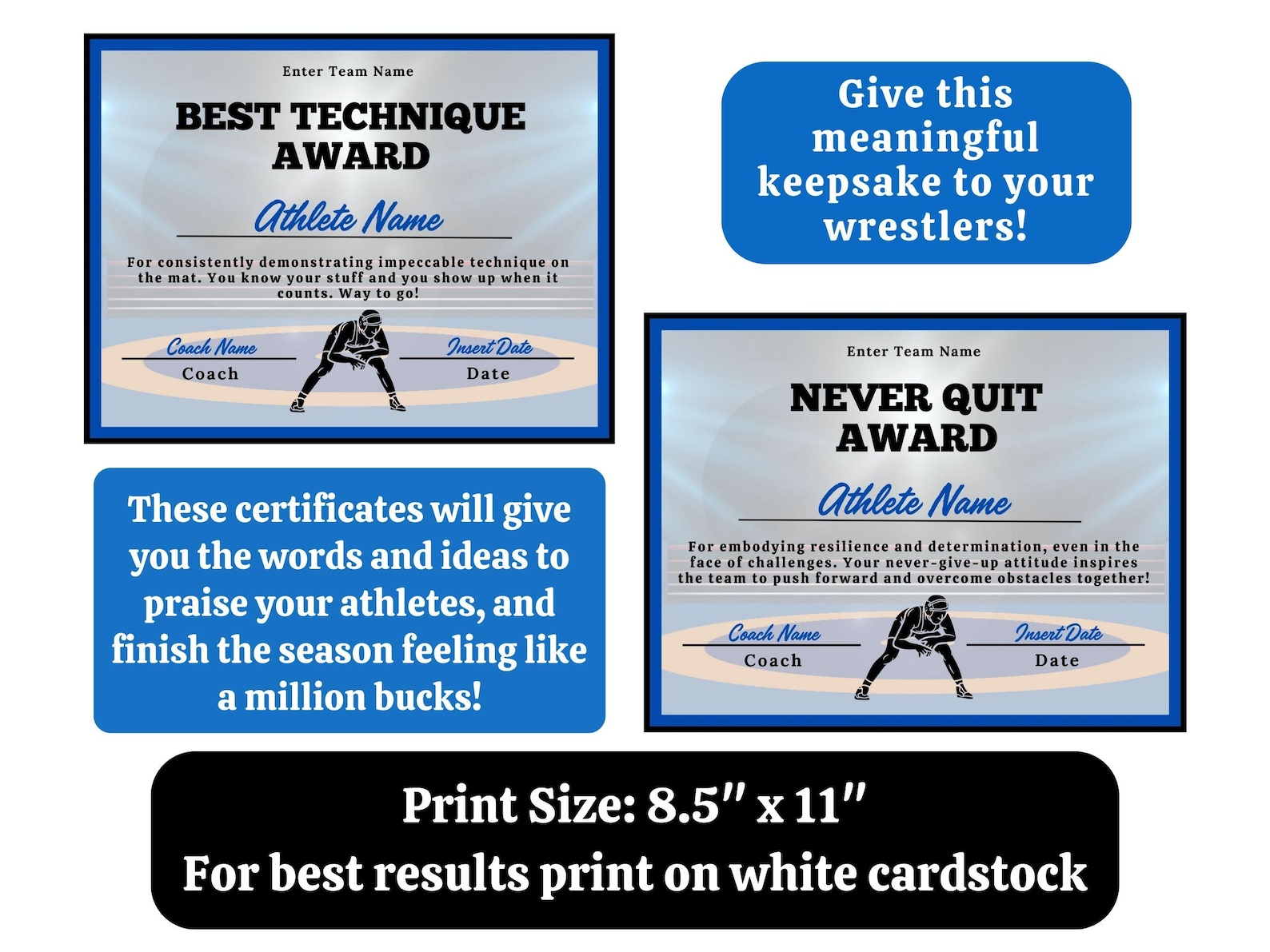 Editable Wrestling Award Certificates End of Season Wrestling Banquet ...