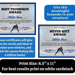 Editable Wrestling Award Certificates End of Season Wrestling Banquet ...
