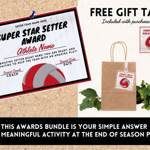 Volleyball Award Certificate Bundle, End of Season Team Party Awards ...