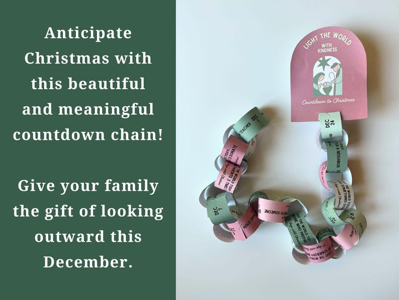 Christmas Paper Chain Advent Countdown Calendar, LDS Light the World ...