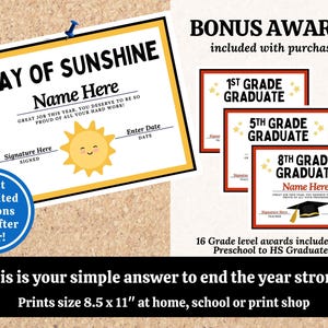 Classroom Award Certificates Editable in Canva, End of School Year ...