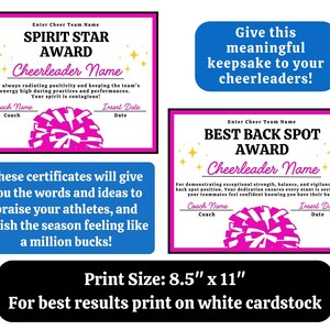 Editable Cheerleading Award Certificates Cheer Team Awards Cheerleading ...