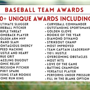 Baseball Award Certificate Editable Award Ceremony Printable End of ...