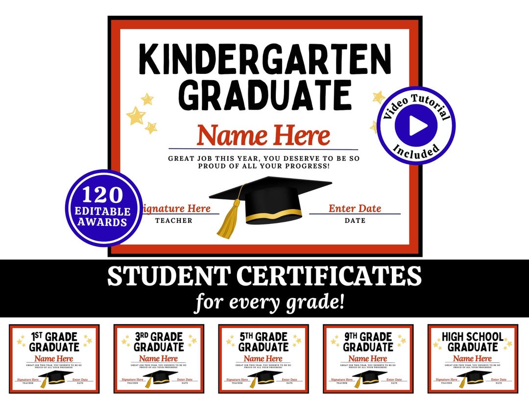 Classroom Award Certificates Editable in Canva, End of School Year ...