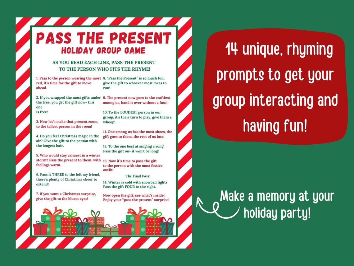 Christmas Pass the Present Game Christmas Party Game Printable for ...